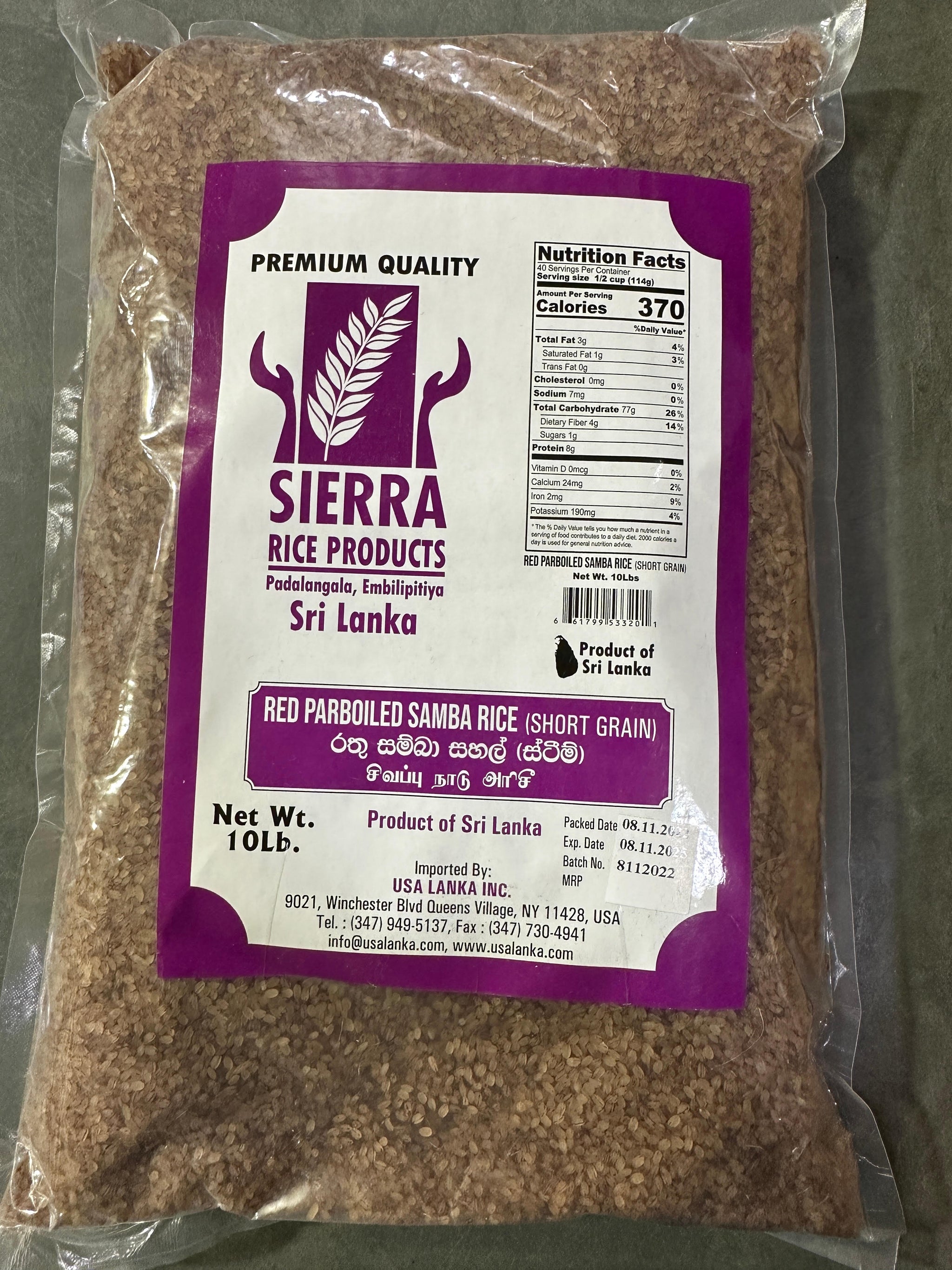 Sierra Red Parboiled Samba Rice 10LB – LakFood
